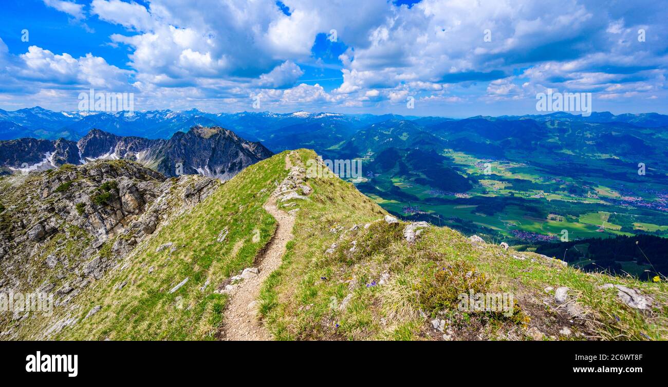 Hiking to the Entschenkopf Mountain, beautiful mountain scenery of ...