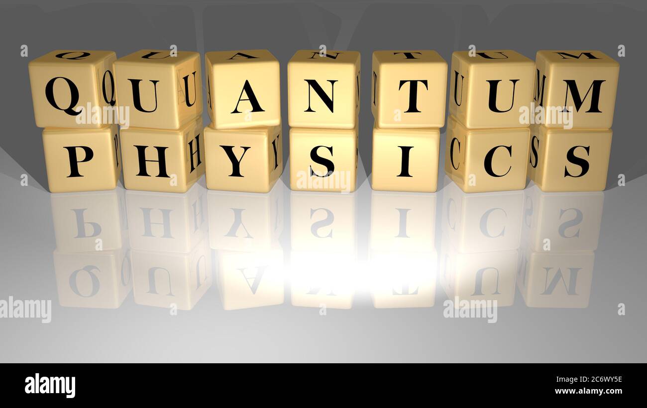 3D representation of QUANTUM PHYSICS with icon on the wall and text ...