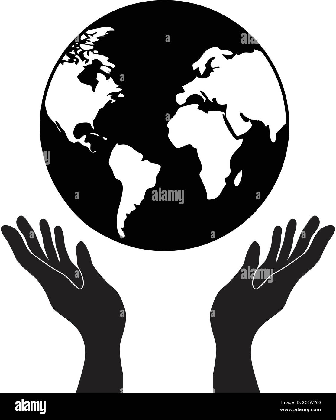 Protecting Or Control Hands Holding Globe Planet Earth With Cont Stock