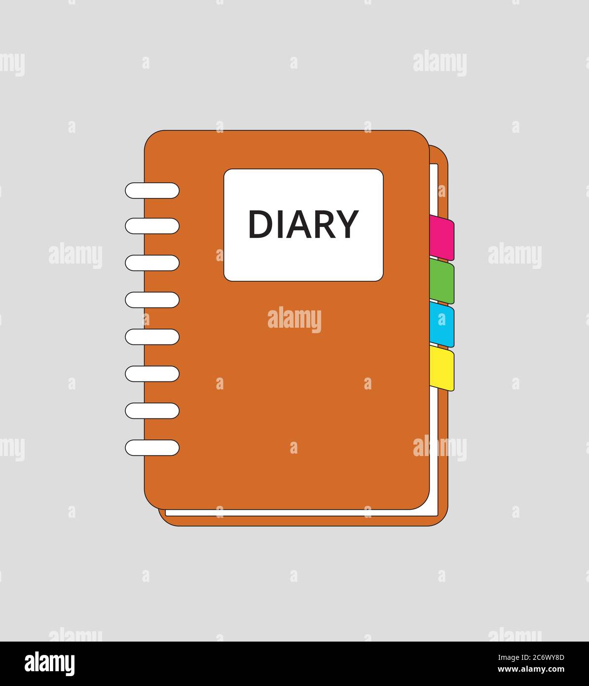 diary book icon simple flat orange color vector illustration with ...
