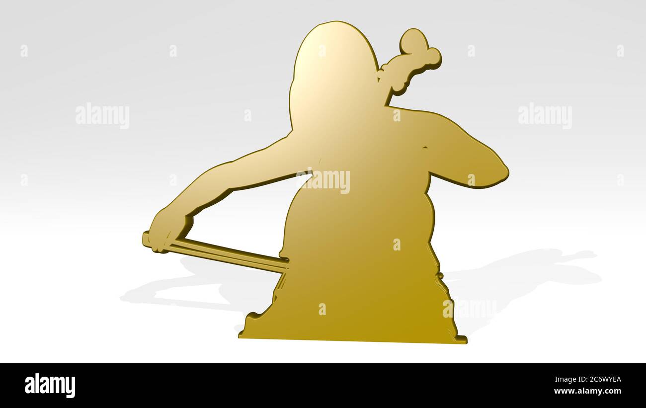 WOMAN PLAYING CELLO made by 3D illustration of a shiny metallic ...