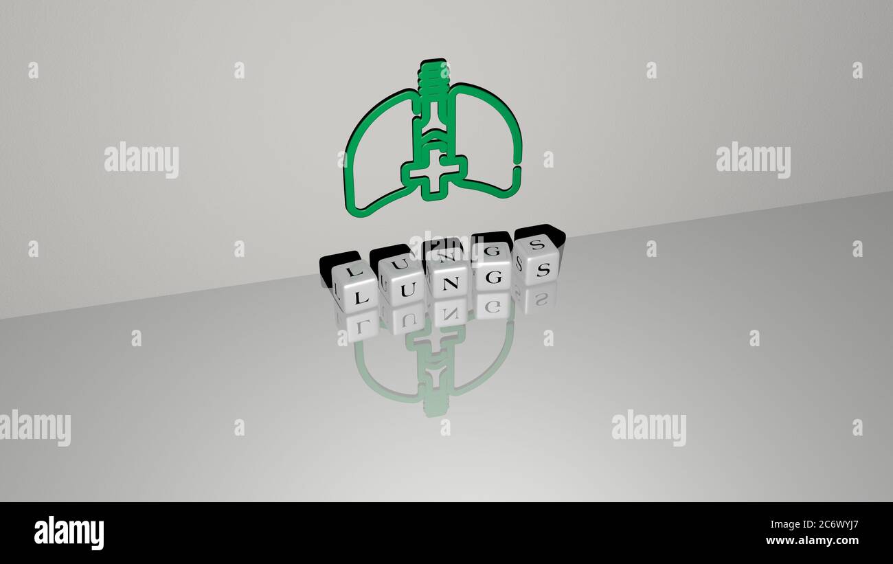 3D representation of lungs with icon on the wall and text arranged by ...