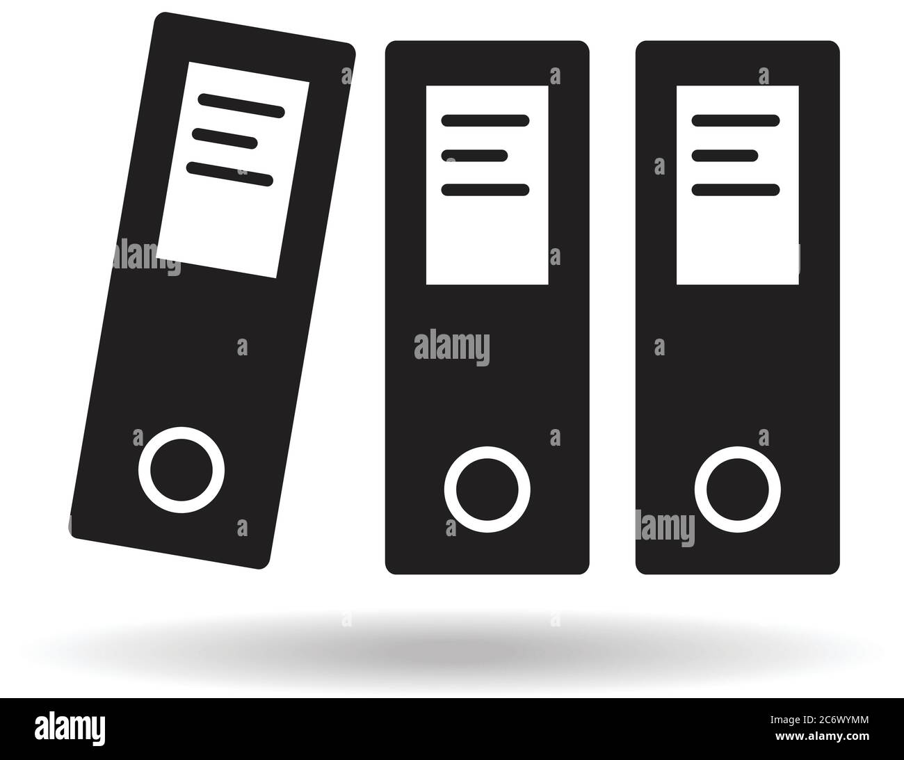 black and white ring binder simple vector icon with shadow, book Stock ...