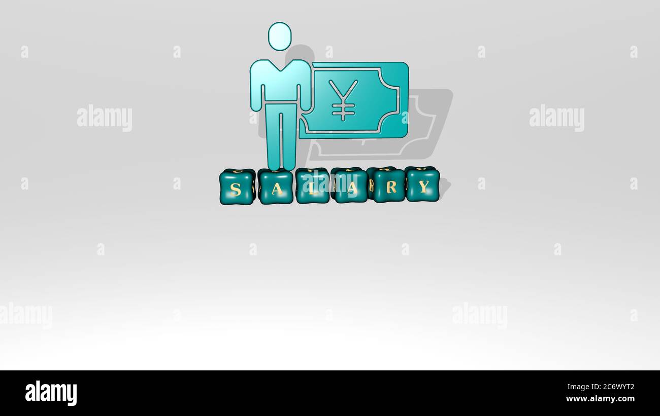3D Illustration Of SALARY Graphics And Text Made By Metallic Dice Letters For The Related 3d-illustration-of-salary-graphics-and-text-made-by-metallic-dice-letters-for-the-related