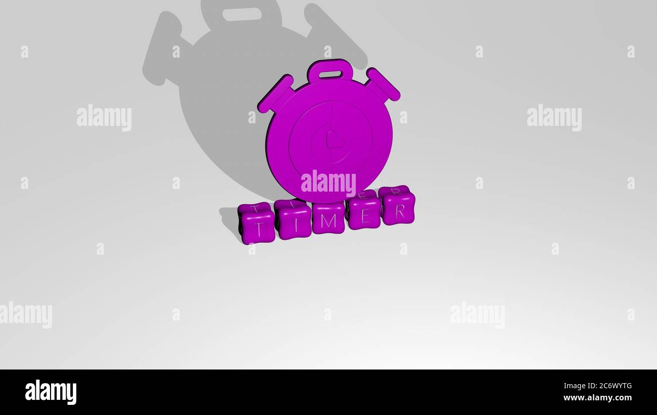 3D representation of TIMER with icon on the wall and text arranged by ...