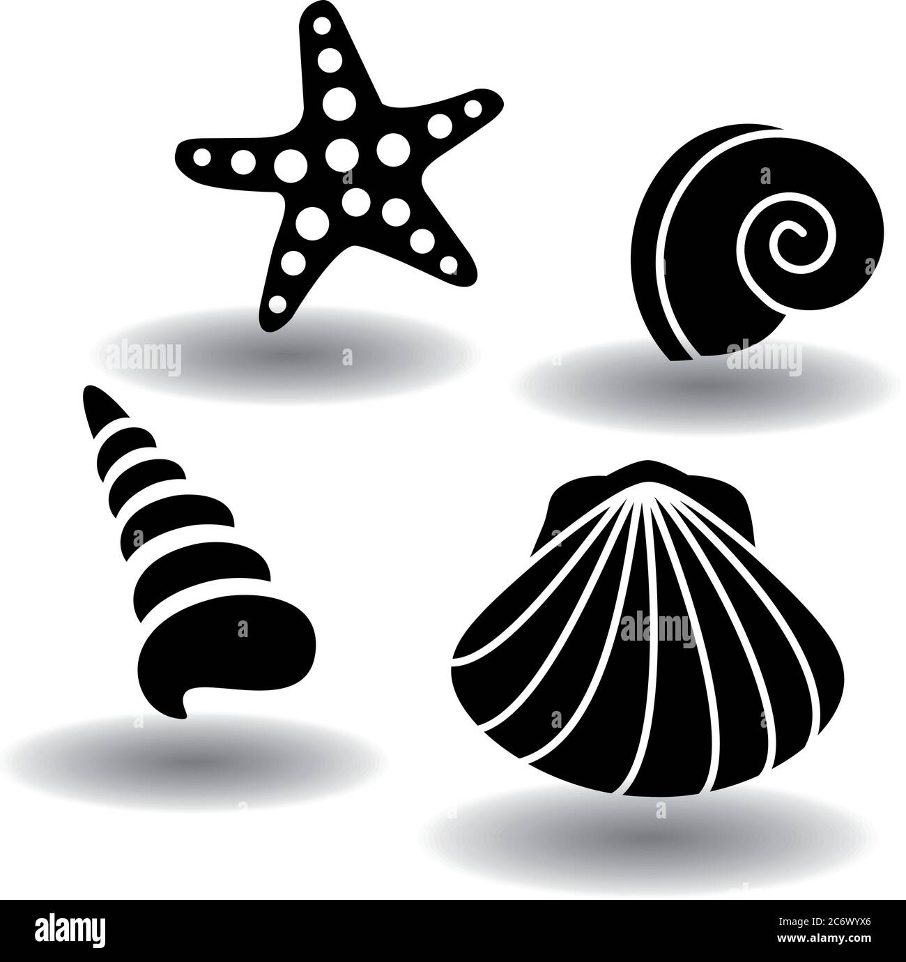 Clam shells on the beach Stock Vector Images - Alamy