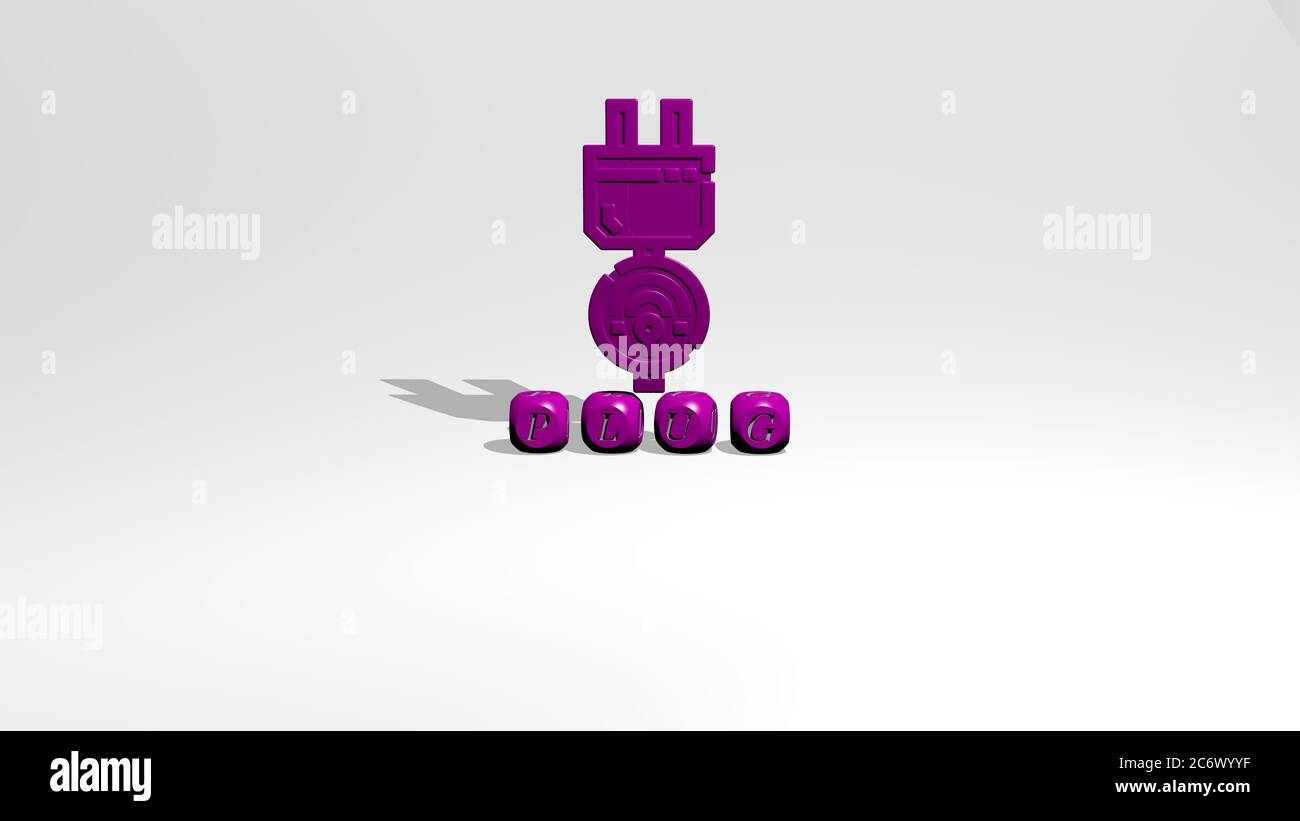 3D representation of plug with icon on the wall and text arranged by ...