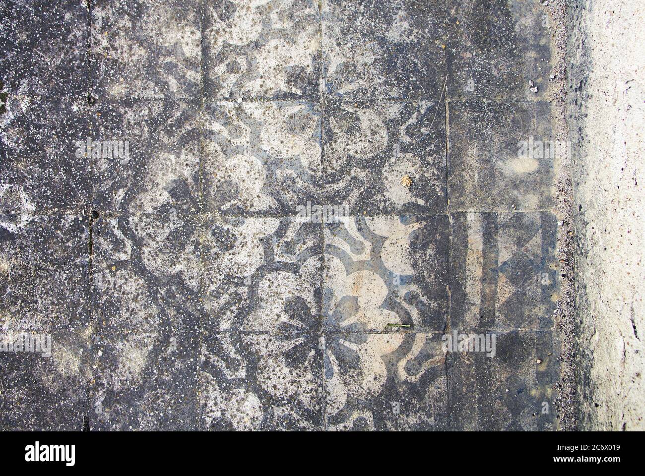 Vintage rusty floor background, black and white old floor tile texture ...
