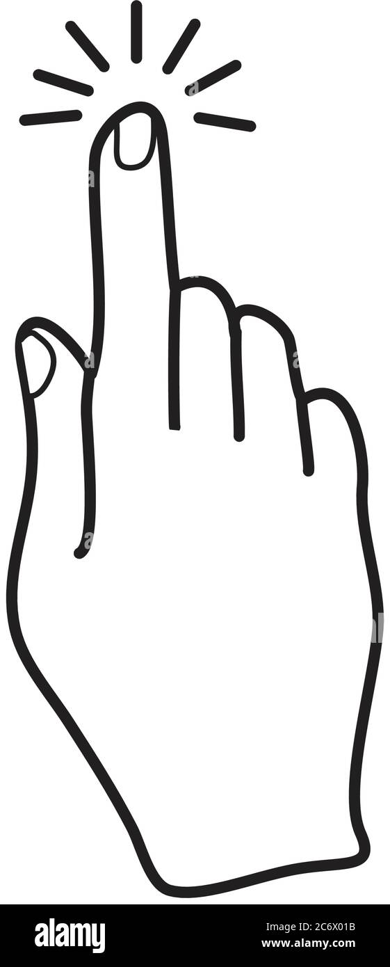 hand finger click icon, black outline simple flat vector, touch screen symbol Stock Vector Image ...