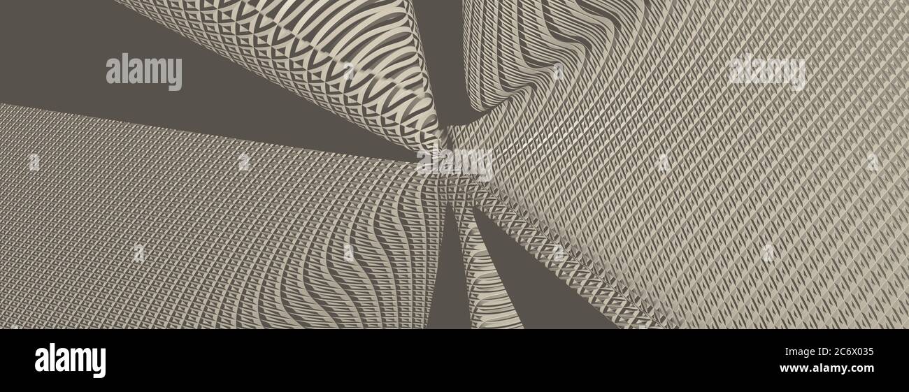 Ultra wide 3D illustration of a geometrical shape of wheat color on a ...