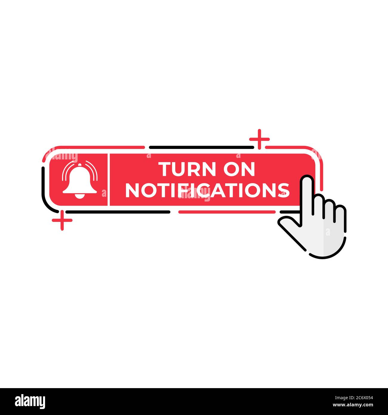 Turn On Notification button icon for social media. Notification bell ...