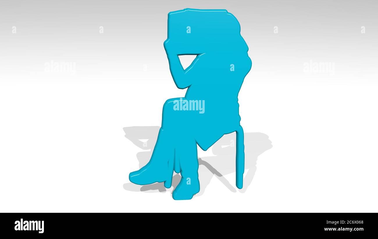 woman reading a book made by 3D illustration of a shiny metallic ...