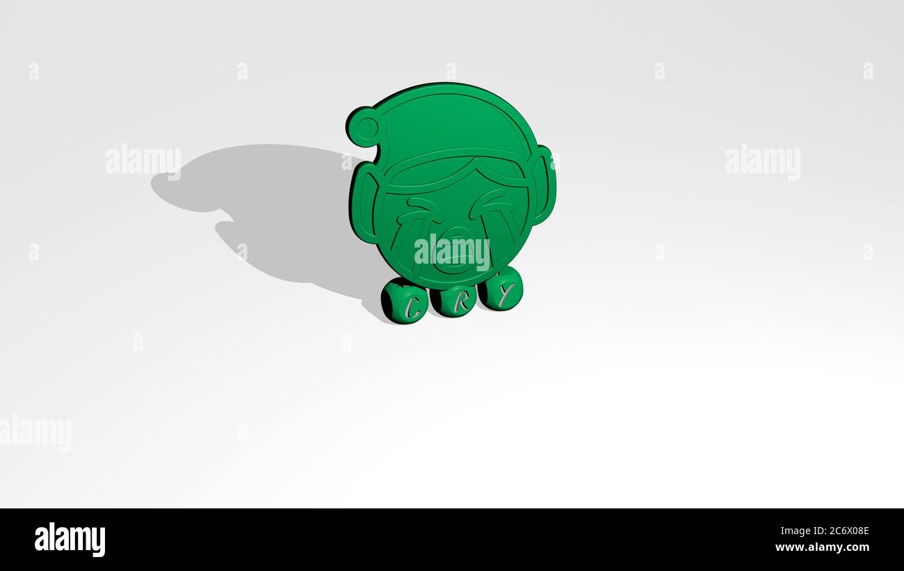 3D representation of CRY with icon on the wall and text arranged by ...