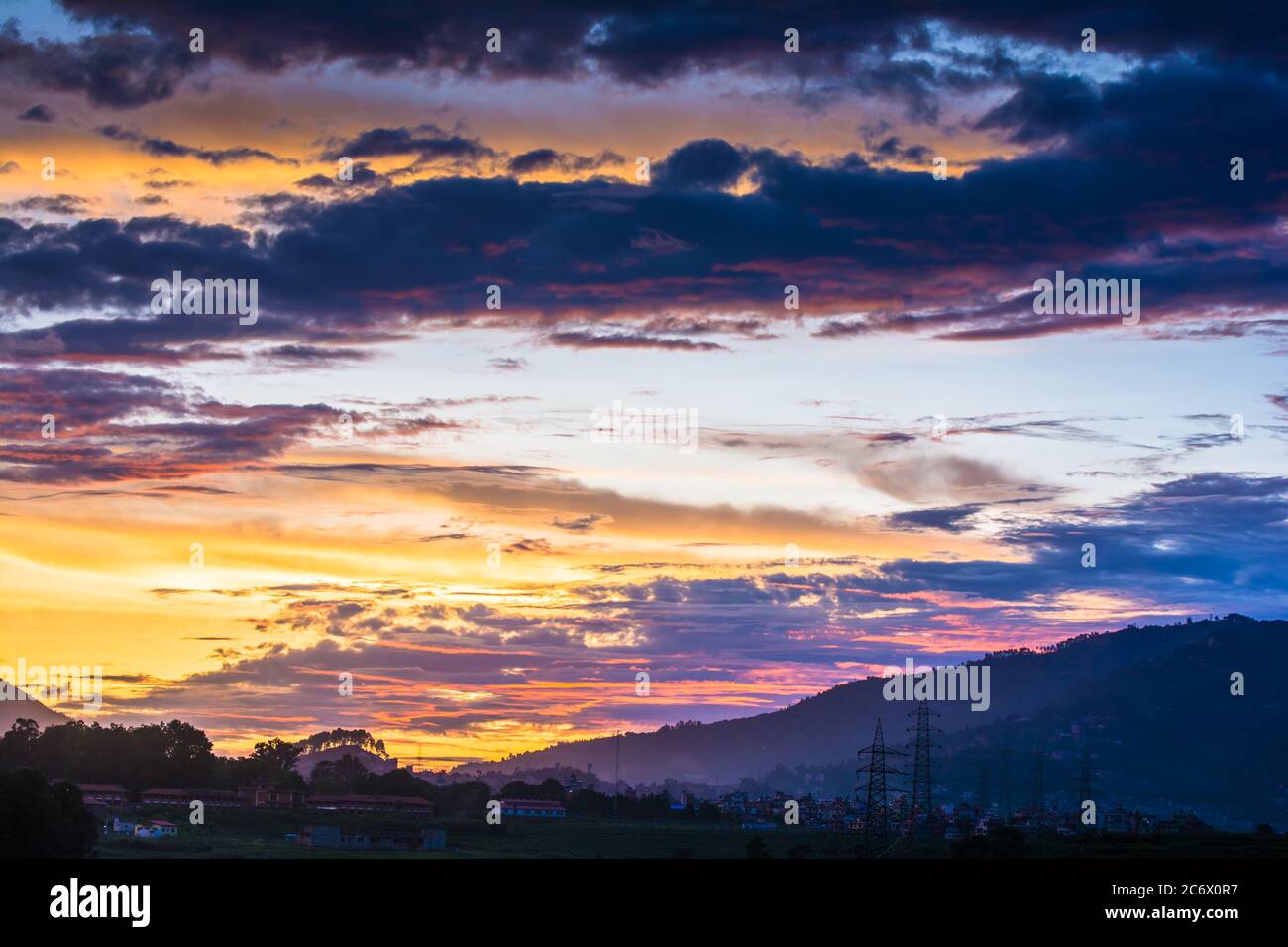 Colorful sun set and Capital city Kathmandu Stock Photo - Alamy