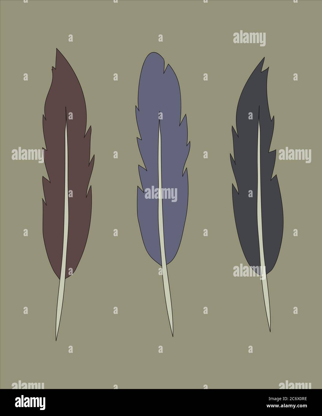 set of flat simple feather vintage color illustration Stock Vector ...