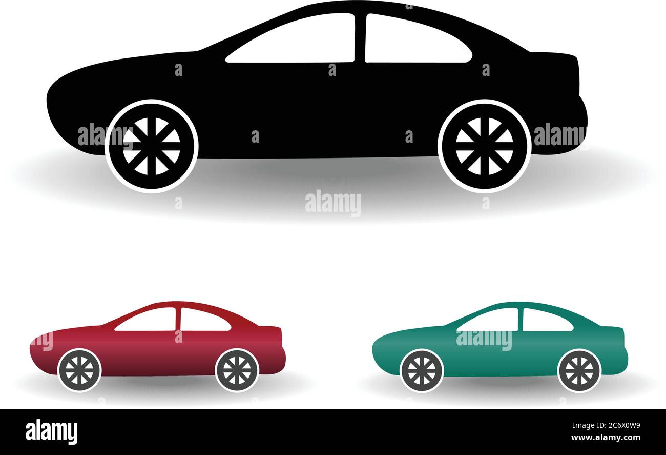 modern car icon black and white flat simple vector illustration with ...
