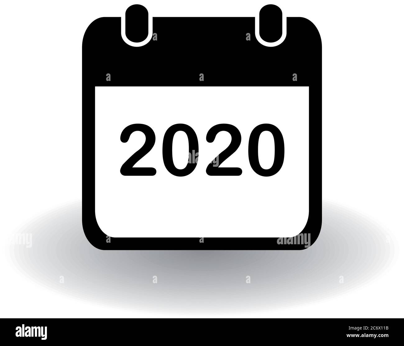 New year 2020 calendar page icon. Simple flat organizer in solid black ...