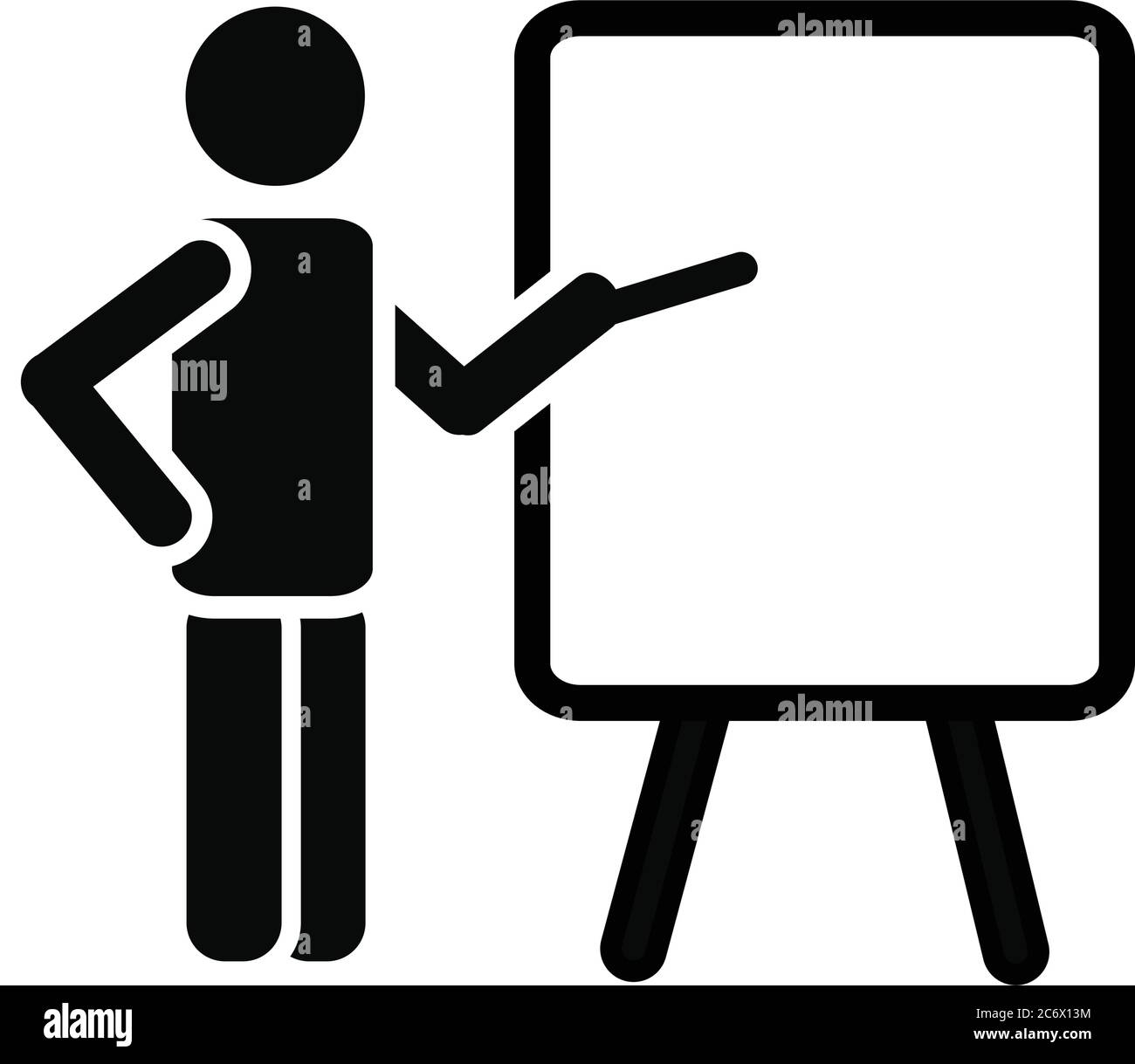 simple black icon pictogram of man figure with flipchart, teache Stock ...