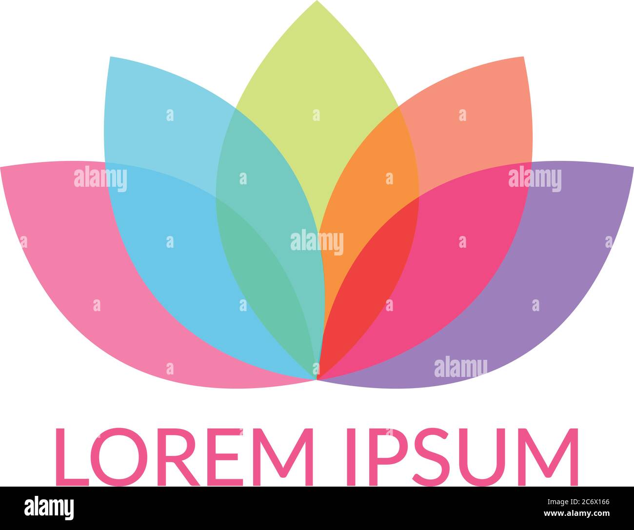 Colorful petals Lotus or water lily flower with five overlay color ...