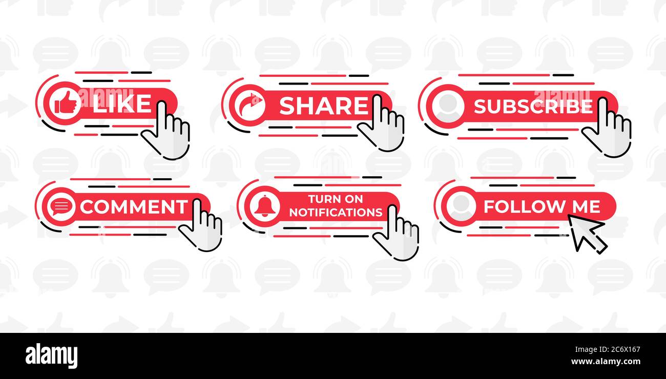 Like, Share, Comment, Subscribe and share icon button vector ...