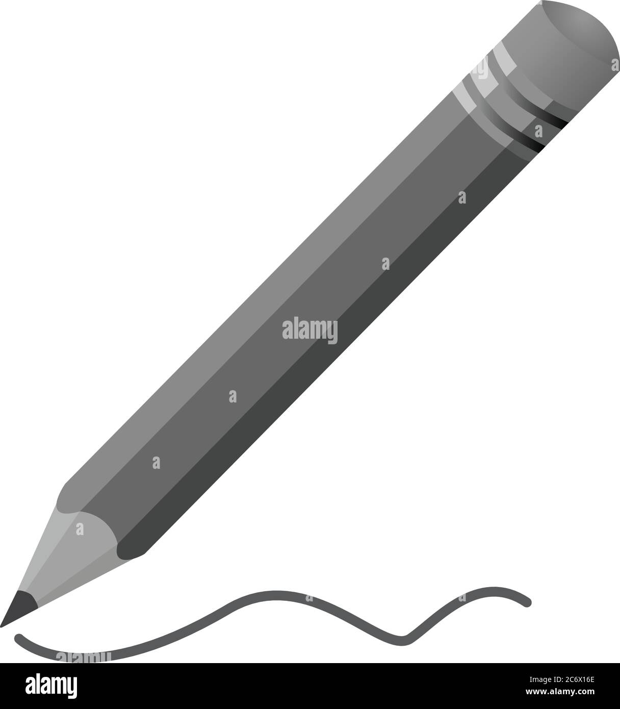 simple black and white gray pencil vector icon with rubber in fl Stock ...