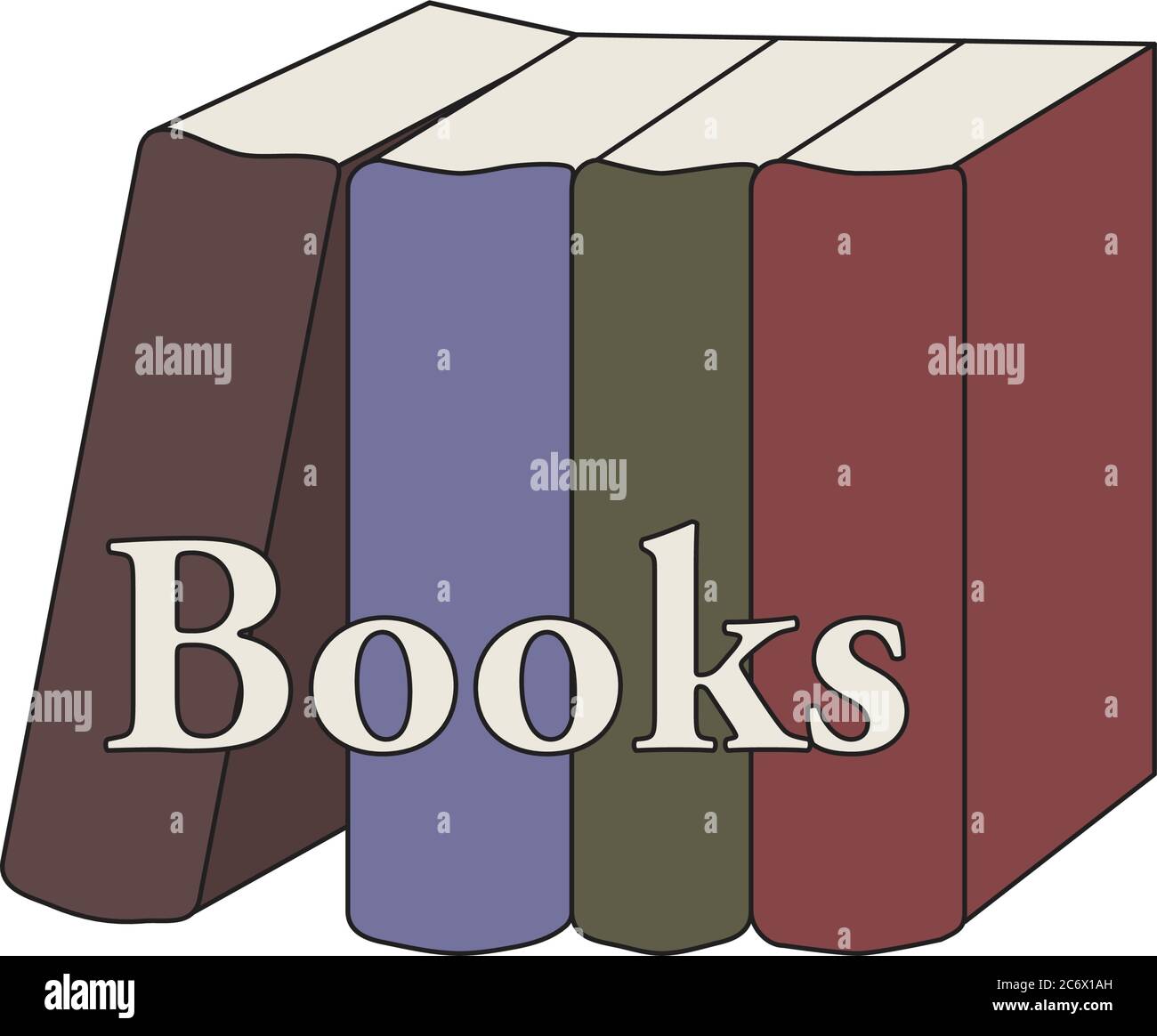 group of standing books retro color flat simple icon with text books ...