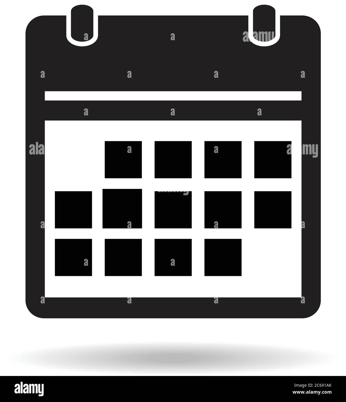 simple flat calendar page vector icon black and white with vector ...