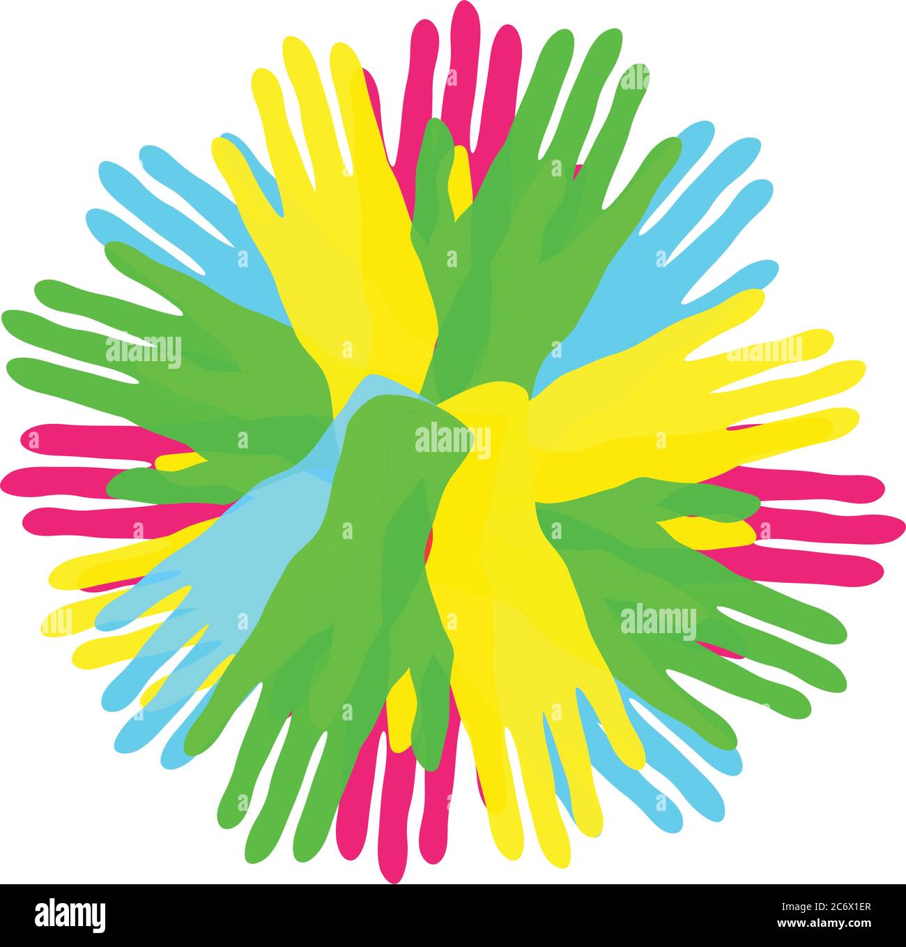 circle from simple colorful overlapping hands, community or dive Stock ...