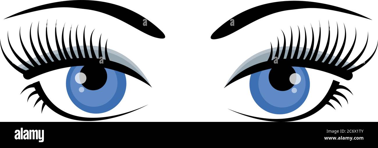 Cartoon Girl Eyes With Eyelashes Clipart