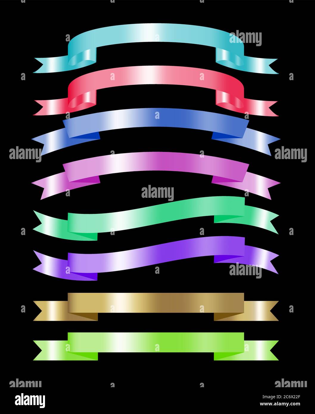 set of colorful ribbon collection 3d effect with place for text vector ...