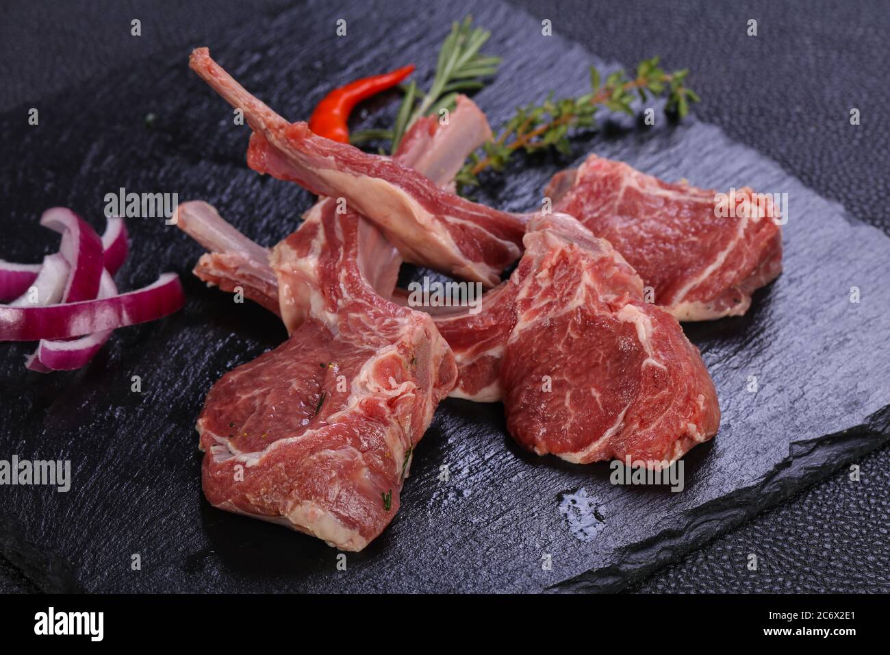 Raw rack of lamb ready for grill Stock Photo - Alamy
