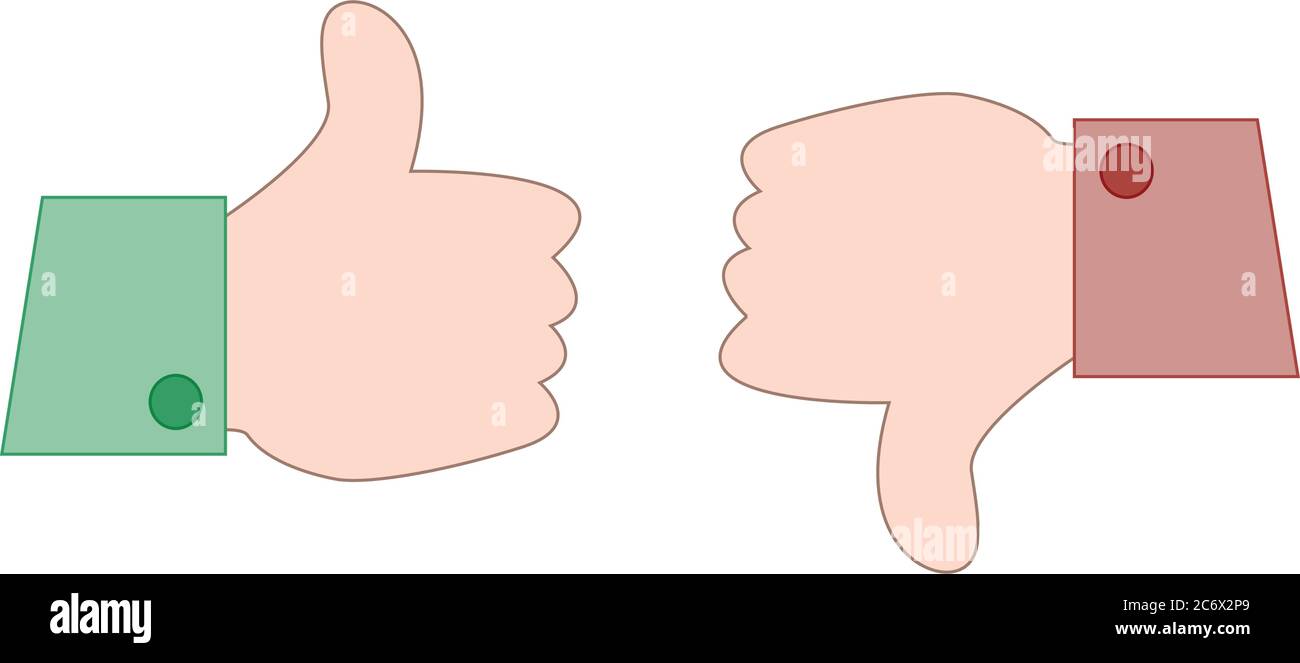 cute like and dislike vector icon in simple flat cartoon style Stock ...