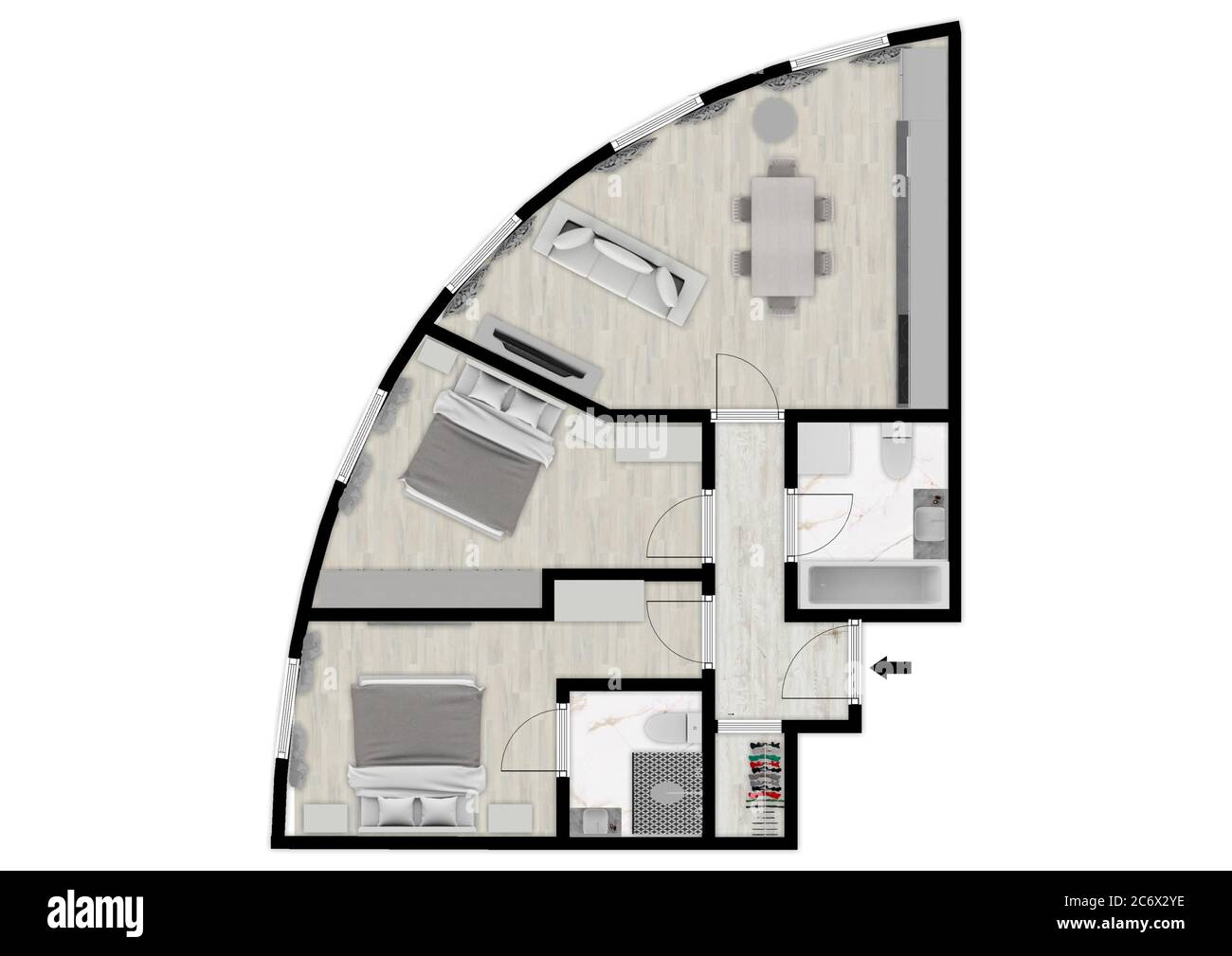 Floor plan top view.3d floor plan. Color floor plan. Floor plan top ...