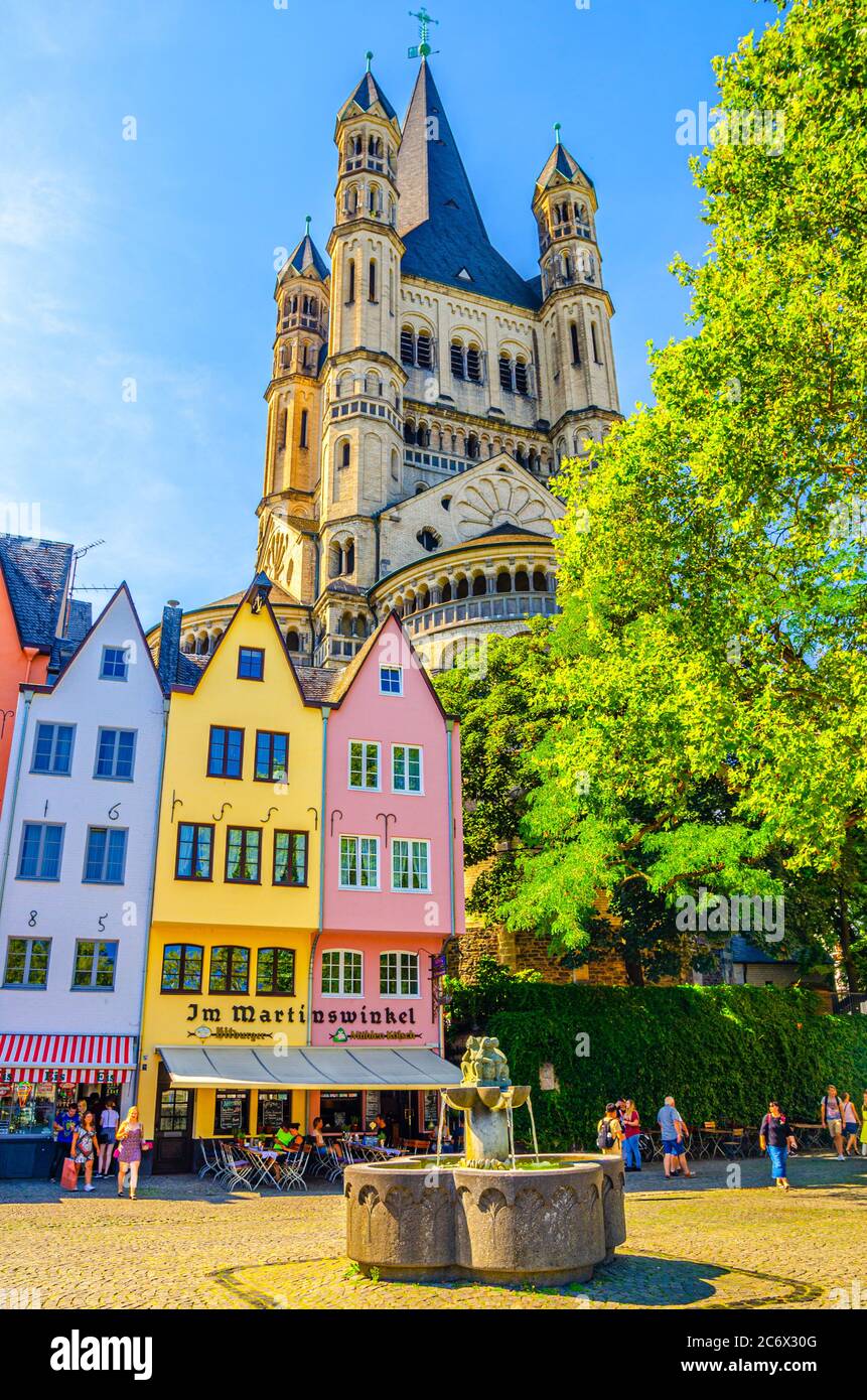 Cologne, Germany, August 23, 2019: tower spire of Great Saint Martin ...
