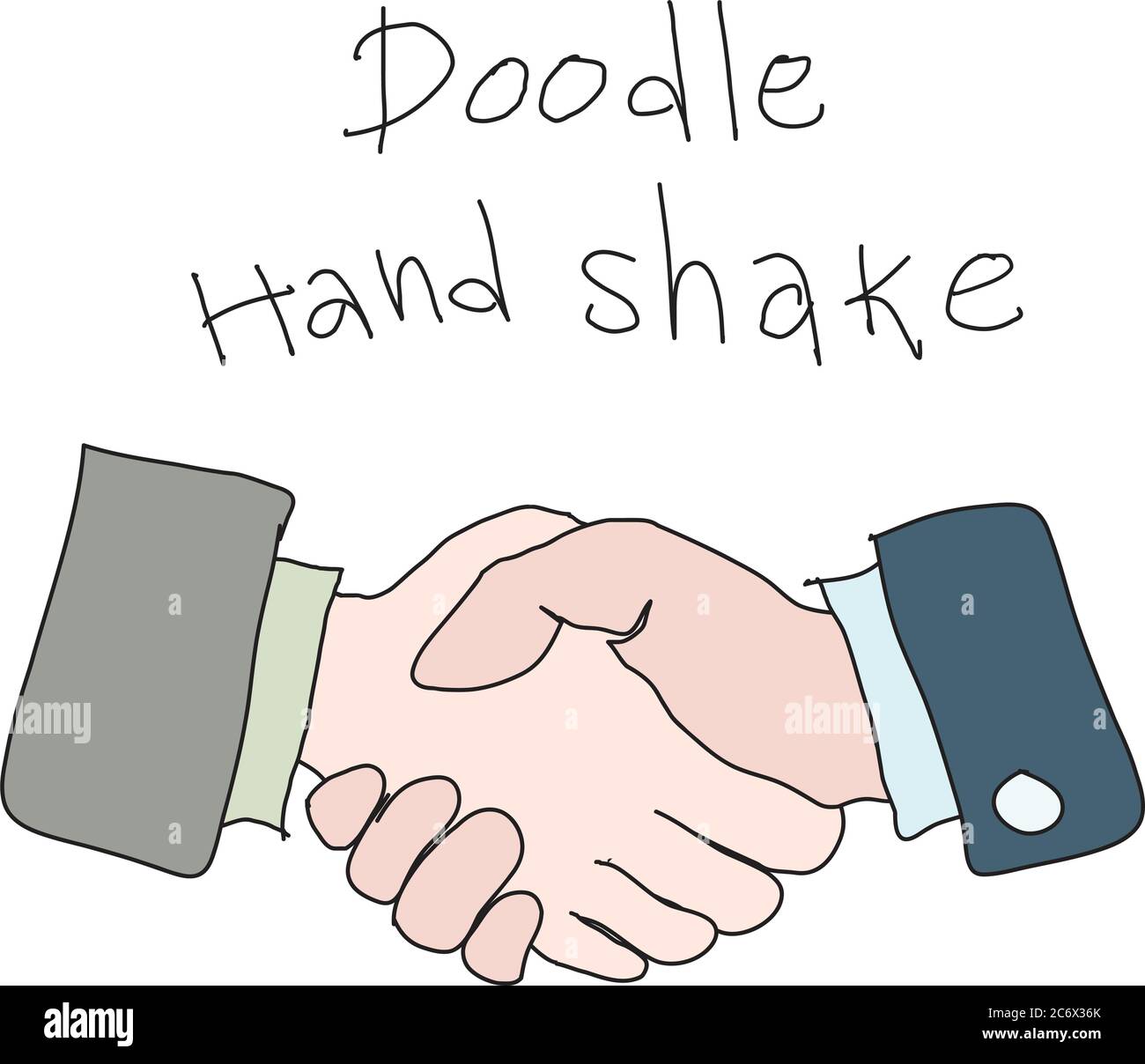 doodle hand shake handdrawn simple sketch concept of business agreement ...