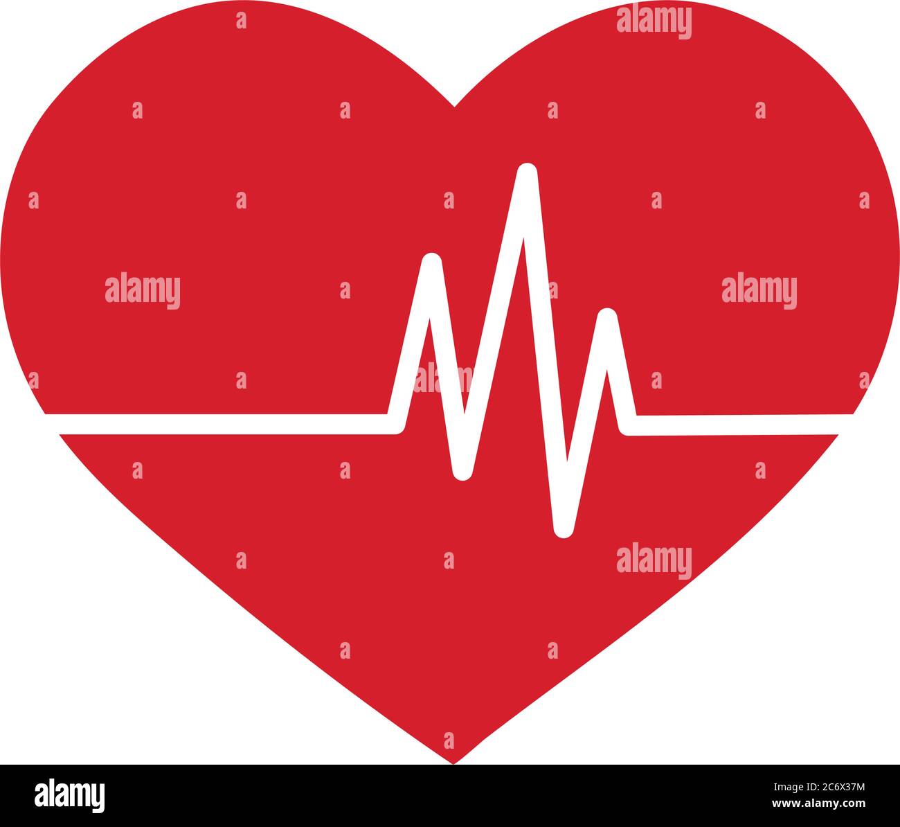vector simple flat red heart icon with ekg pulse haert beat line Stock ...