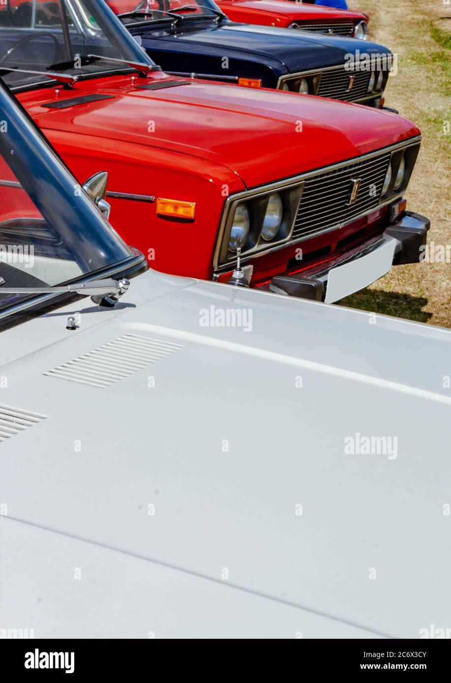 Colorful Soviet Lada cars displayed during annual Lilac festival in ...