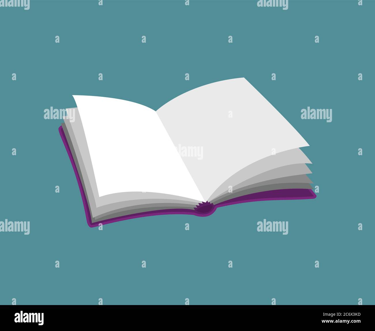 open empty book purple pink icon isolated on blue vector illustration ...