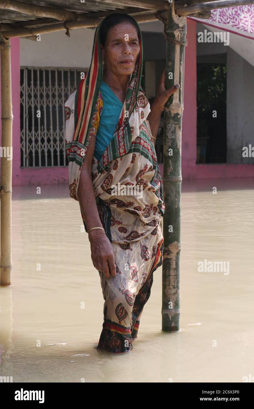 Flood affected people seen in Gaibandha, in northern Bangladesh on July ...