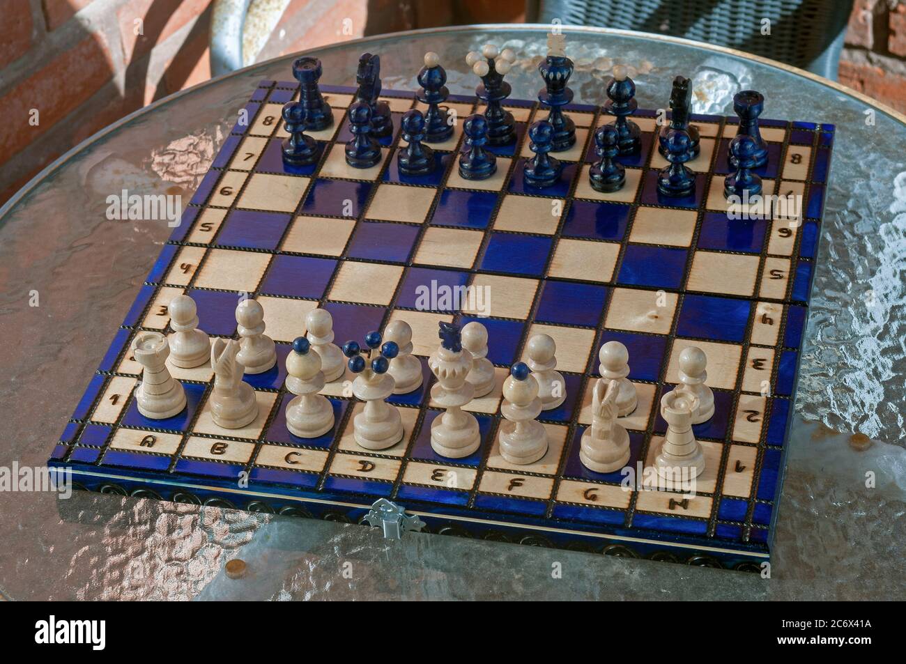 A beautiful chess game - white vs blue Stock Photo - Alamy