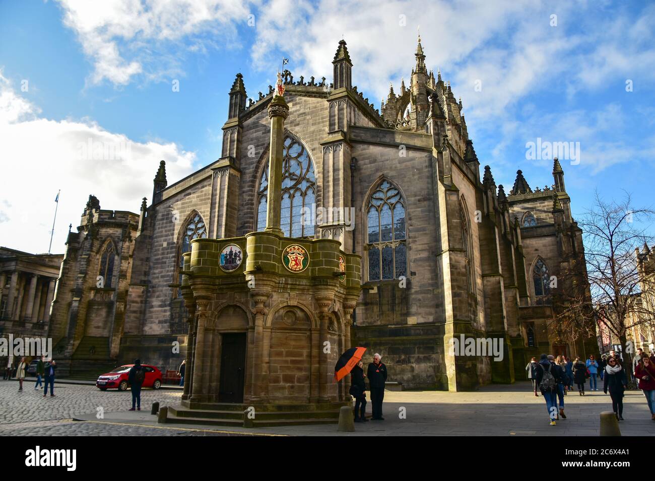 The iconic St Giles' Cathedral in the historic centre of Edinburgh ...
