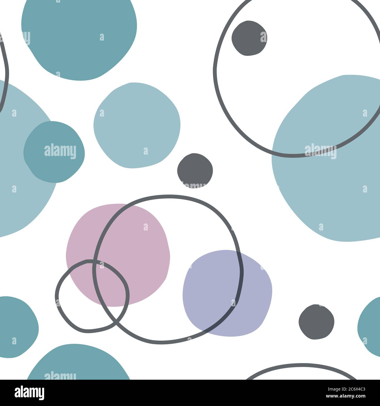 Geometrical seamless pattern with hand drawn uneven circles and dots ...
