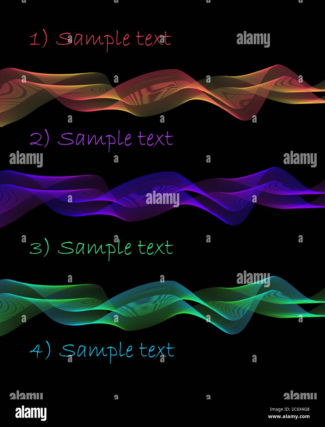 rainbow color wave curves four option steps sample text layout template ...