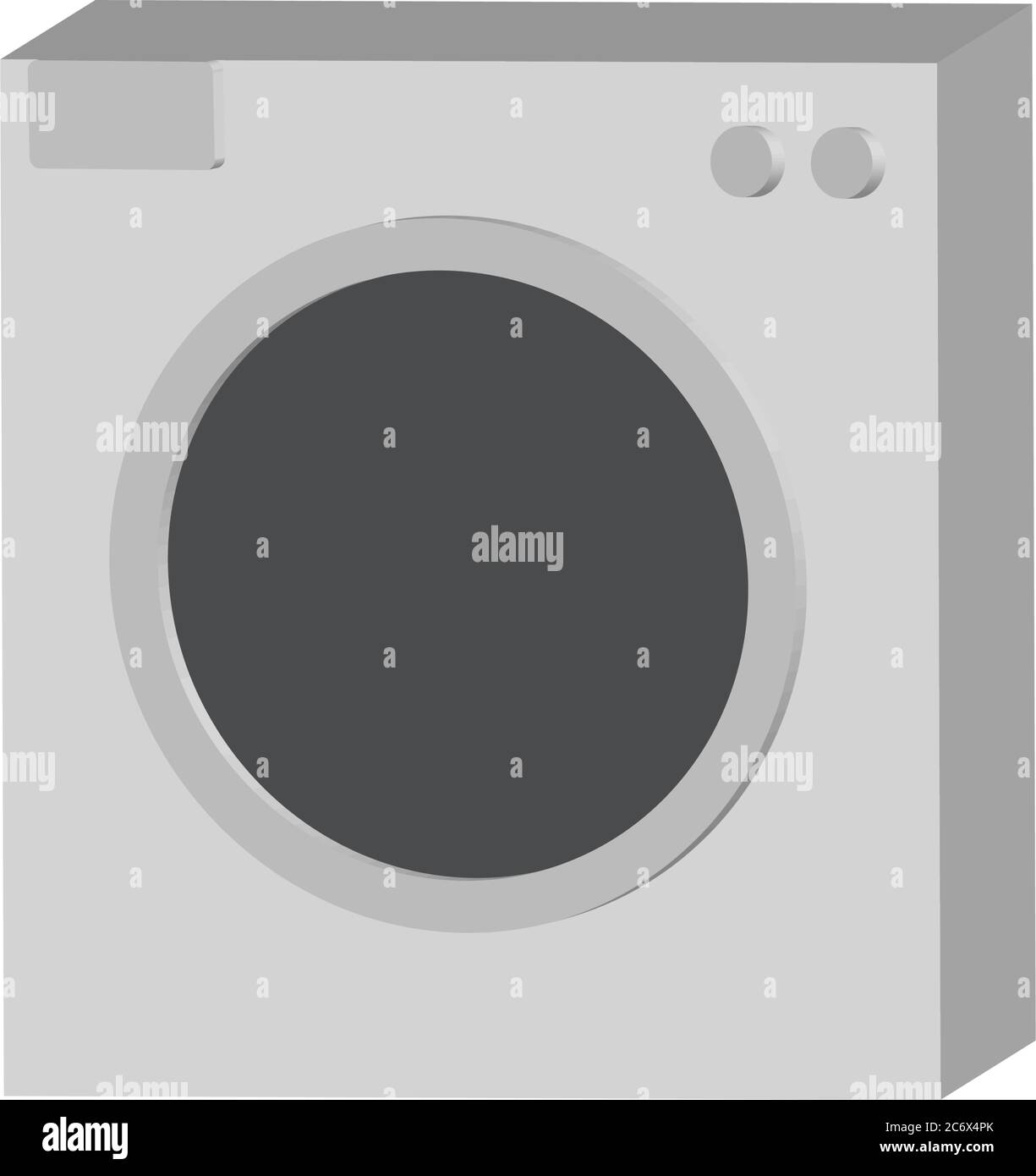 simple 3d icon picture of washing mashine in grey tones vector ...