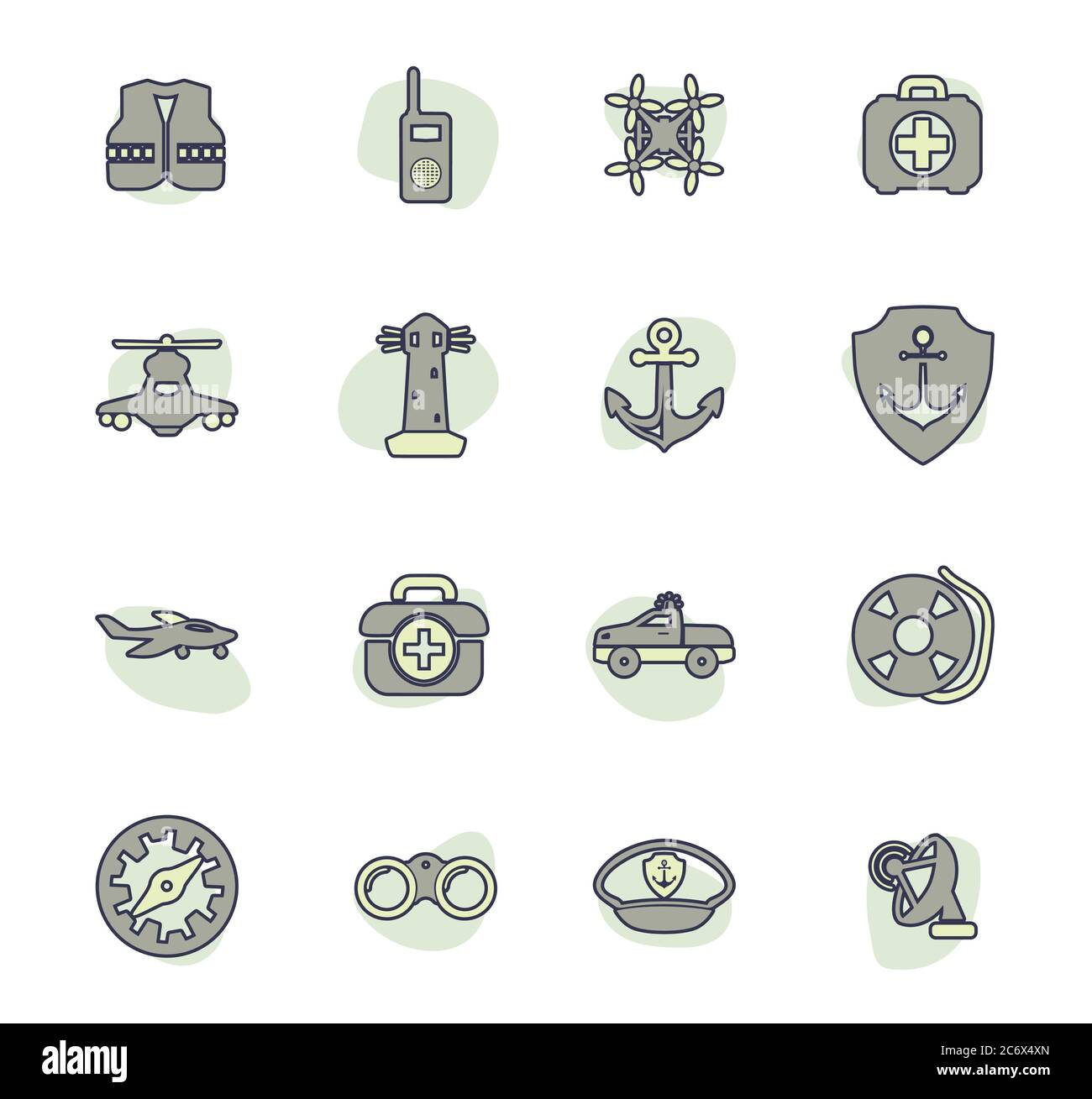 Coast Guard icons set Stock Vector Image & Art - Alamy