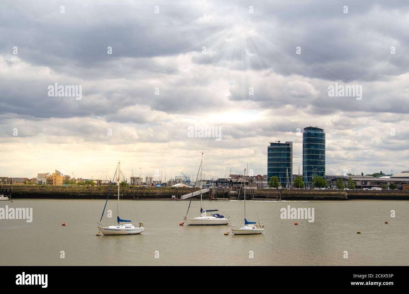 View of Chatham and the river Medway in Kent, England Stock Photo - Alamy