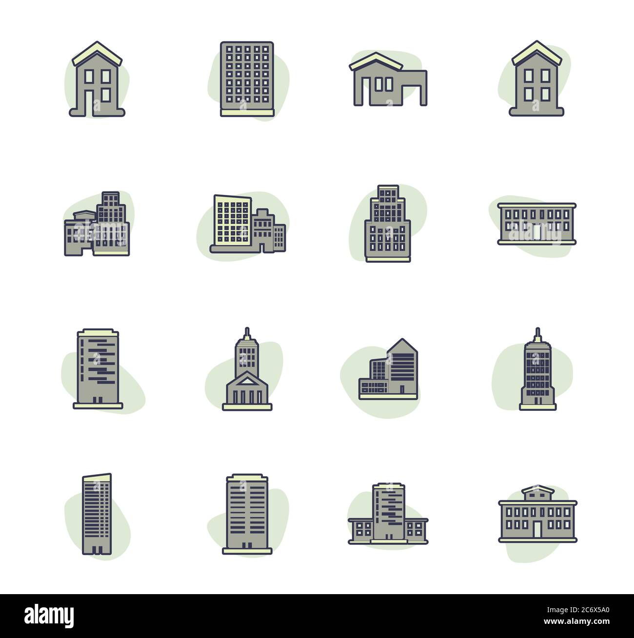 Buildings icons set Stock Vector Image & Art - Alamy