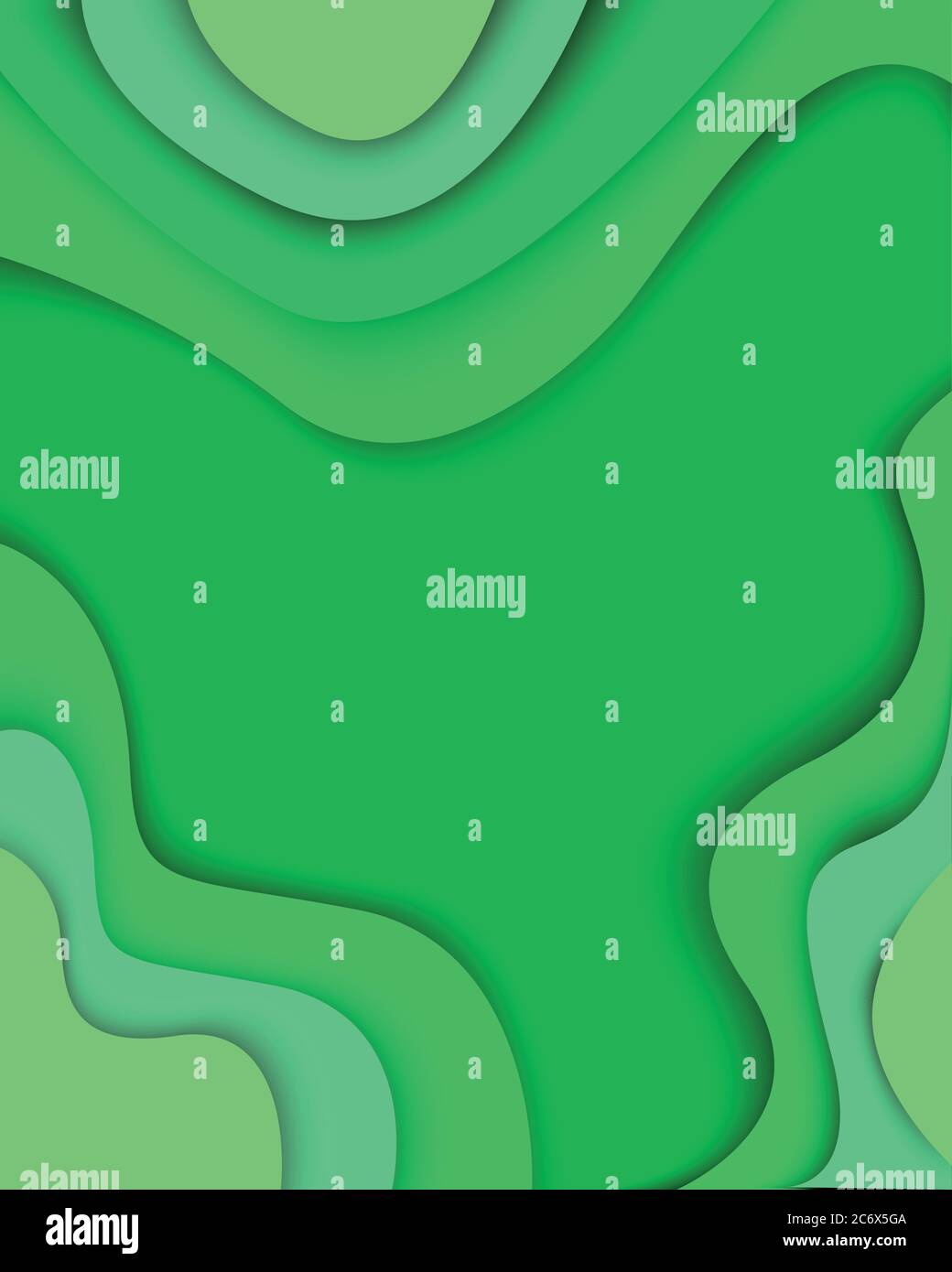 Green organic waves paper cut modern abstract background with curved ...