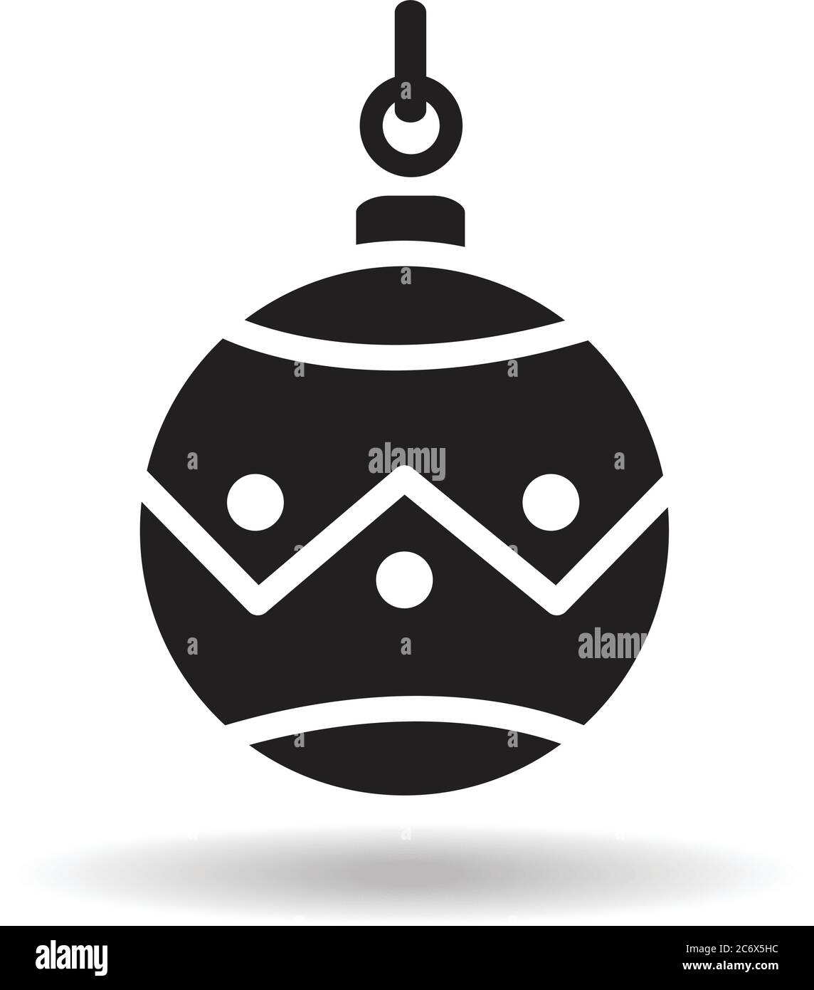 simple black flat christmas bauble ball vector icon with shadow Stock ...