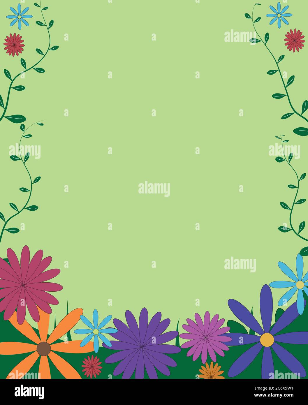 decorative funny colorful floral background frame with border leaves ...